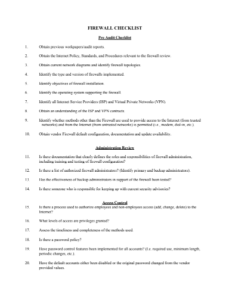 Firewall Checklist - MoS